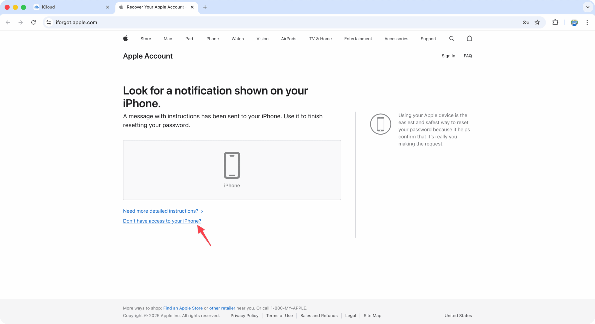 How to reset iCloud password with phone number and email